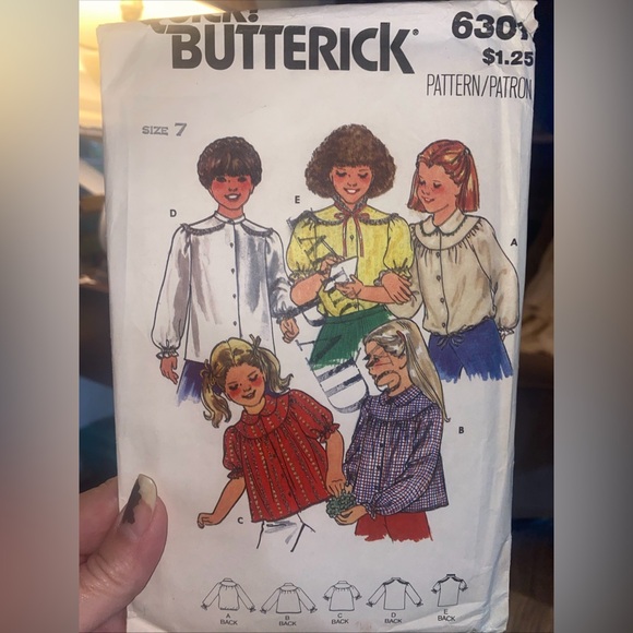 Butterick | Shirts & Tops | Vintage Butterick Girls Blouse Sewing ...